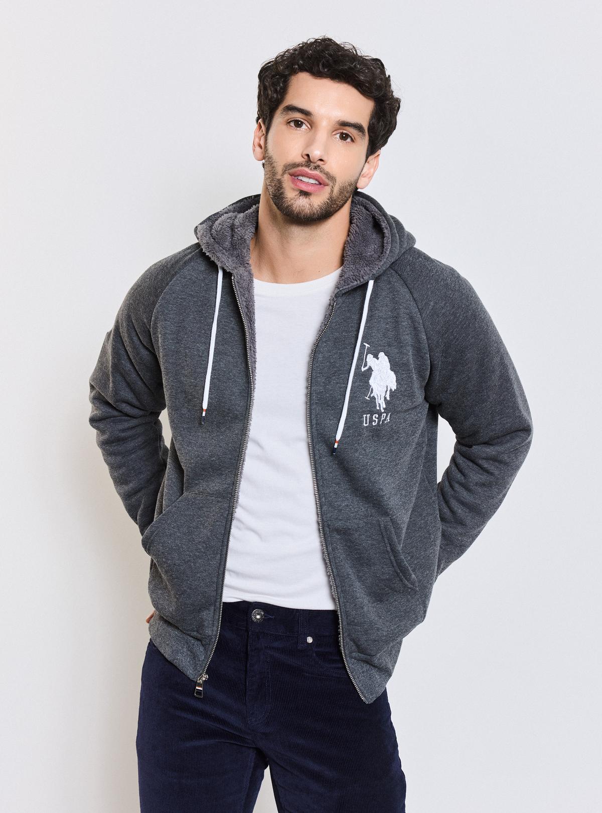 Polerón Básico Full Zipper y Gorro con Chiporro Interior US Polo Assn ...