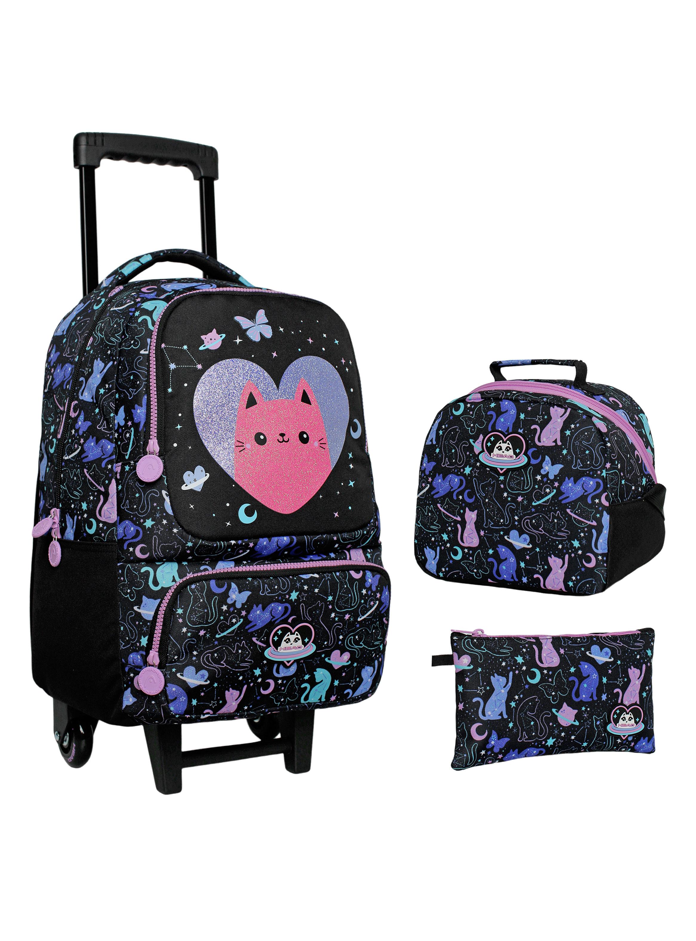 Pack Bakan 3 Piezas Escolar Space Cat Negro Head | Paris.cl