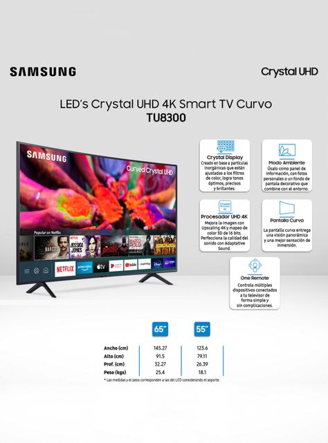 LED Samsung 55'' TU8300 Crystal UHD 4K Smart TV Curvo Samsung | Paris.cl