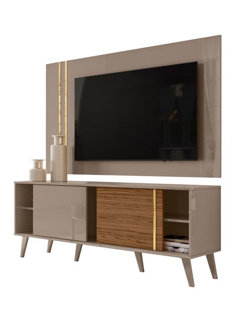 Rack + Panel TV 60" Cronos Fendi Natural Altavisión | Paris.cl