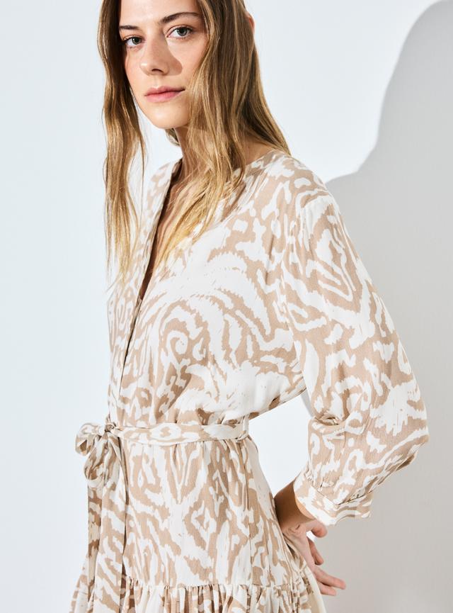 Vestido Fluido Mangas Tres Cuartos y Recogido Alaniz | Paris.cl