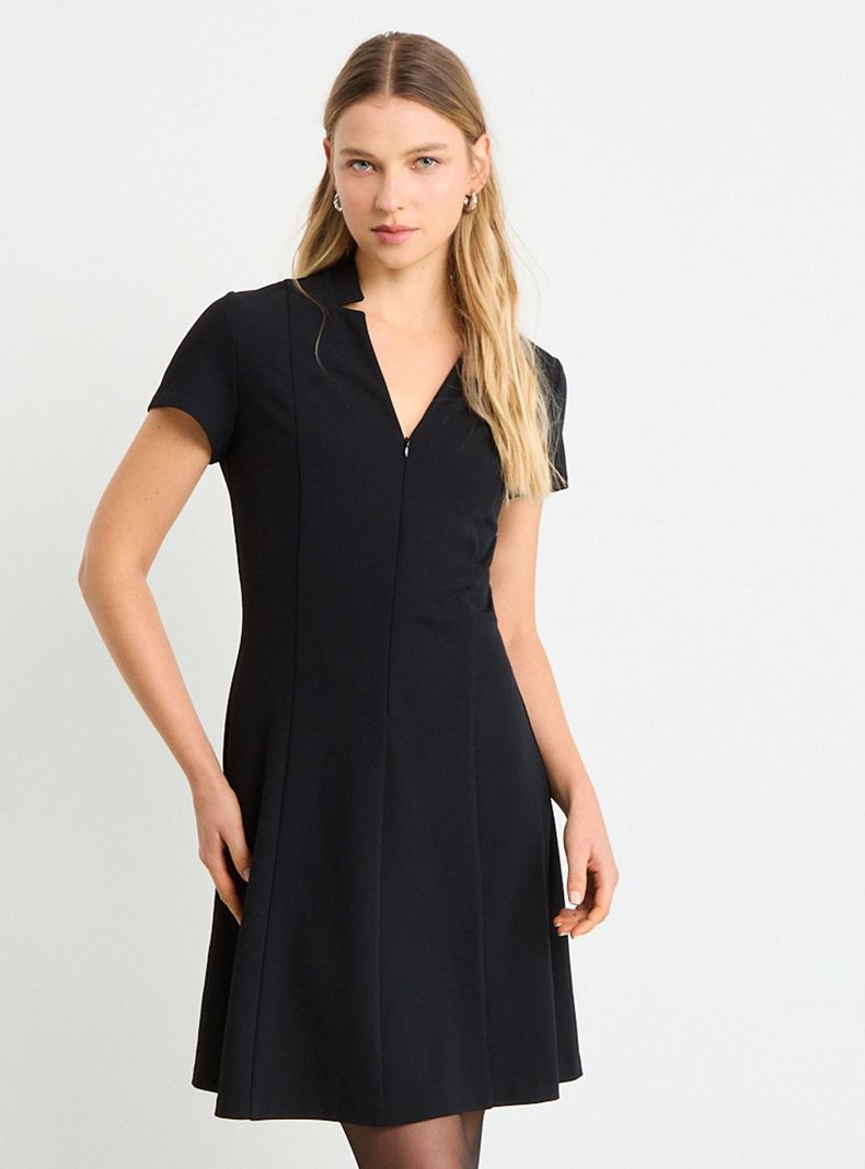 Vestido Liso con Cuello Mao 186 Ash | Paris.cl